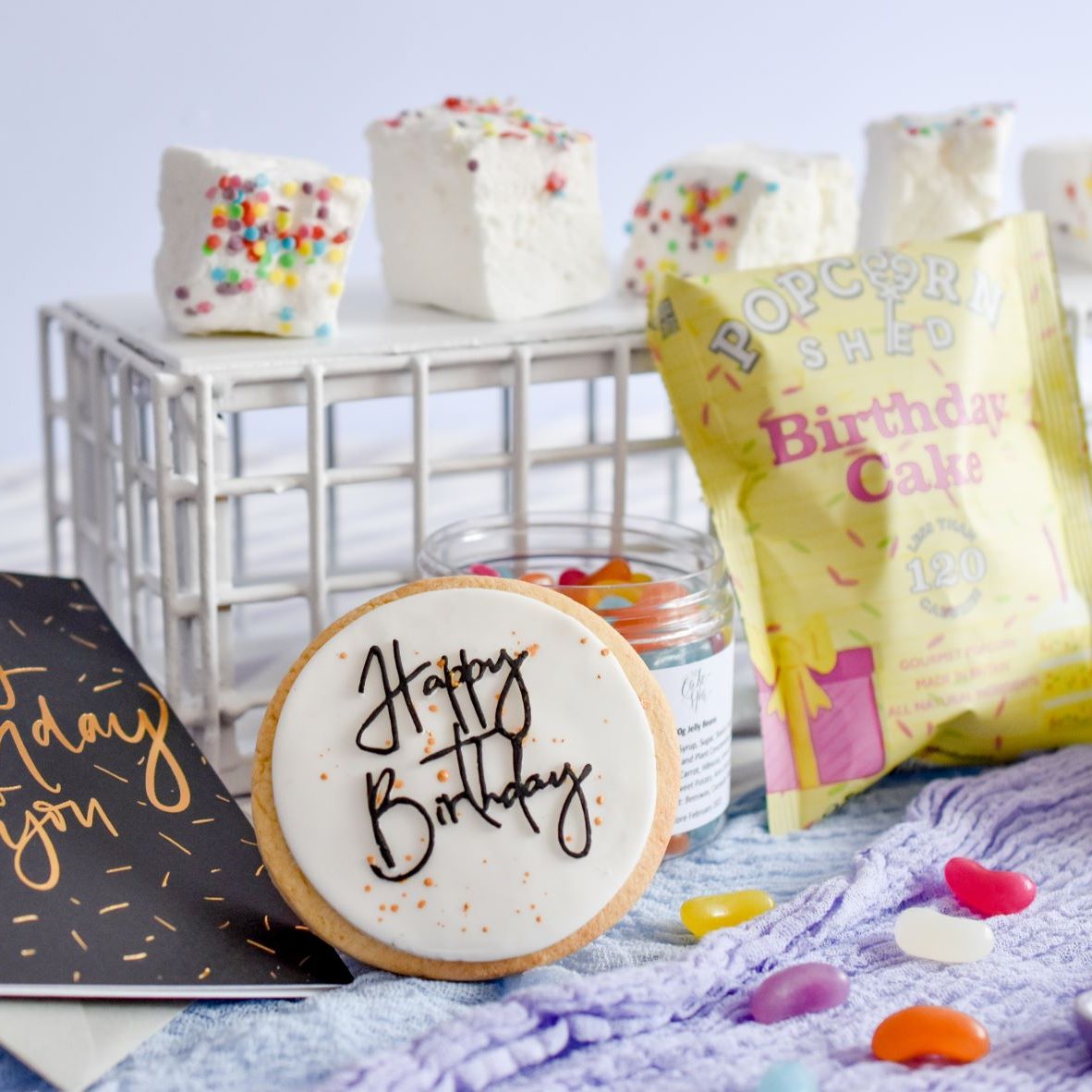 Birthday Gift Set - Marshmallows, Biscuit, Popcorn, Sweets & Birthday ...